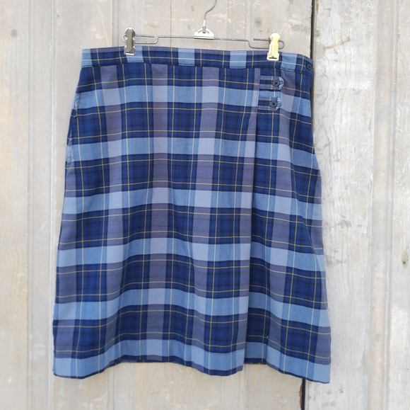 Lands' End | Skirts | Blue Plaid Skirt | Poshmark